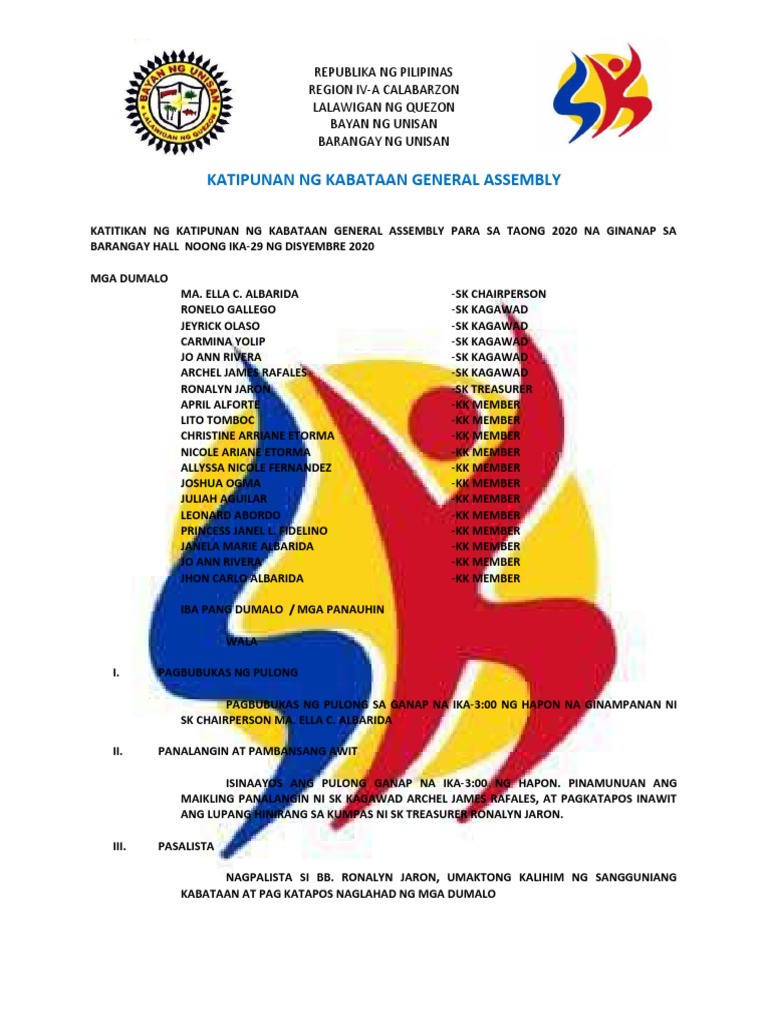 KK Assembly Minutes | PDF