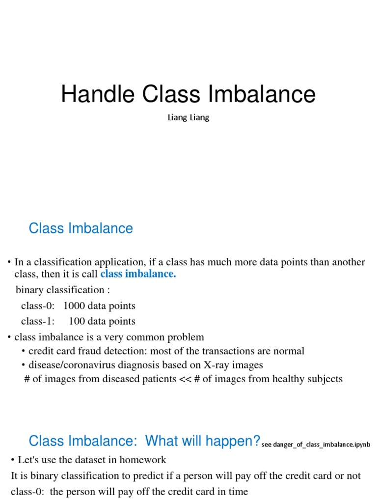Handle Class Imbalance: Liang Liang | PDF | Intelligence (AI ...