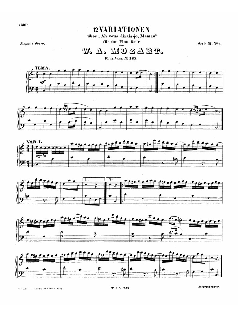 Mozart - 12 Variaciones | PDF