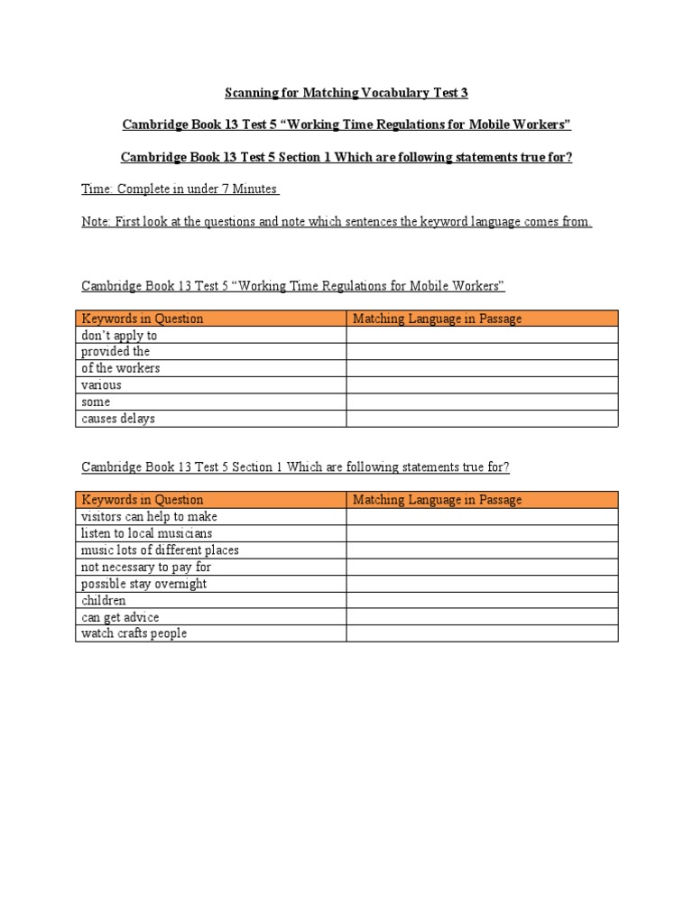 5.2 Scanning For Matching Vocabulary Test 3 | PDF