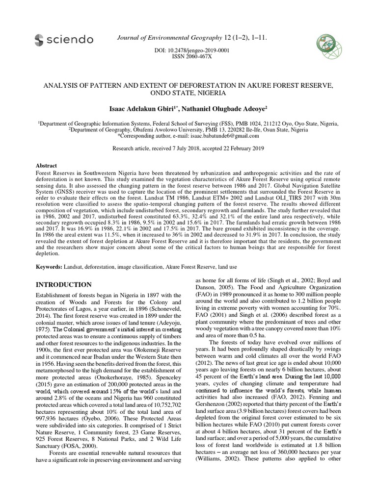 Deforestation Analysis in Akure Reserve | PDF | Deforestation | Forests