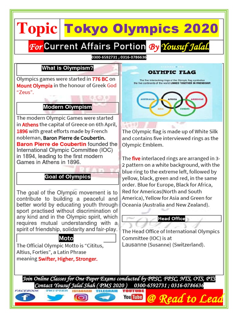 Olympics Notes by Yousuf Jalal - PDF Version 1 | PDF | Olympic Games ...