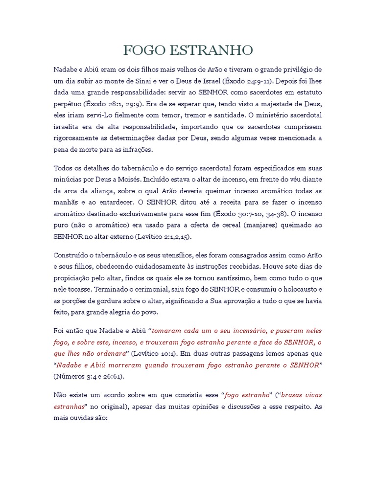 Fogo Estranho | PDF | Livro do Êxodo | Aarão