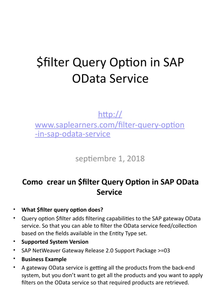 $filter Query Option in SAP OData Service | PDF | Computer Engineering ... $filter Query Option in SAP OData Service | PDF | Computer Engineering ...