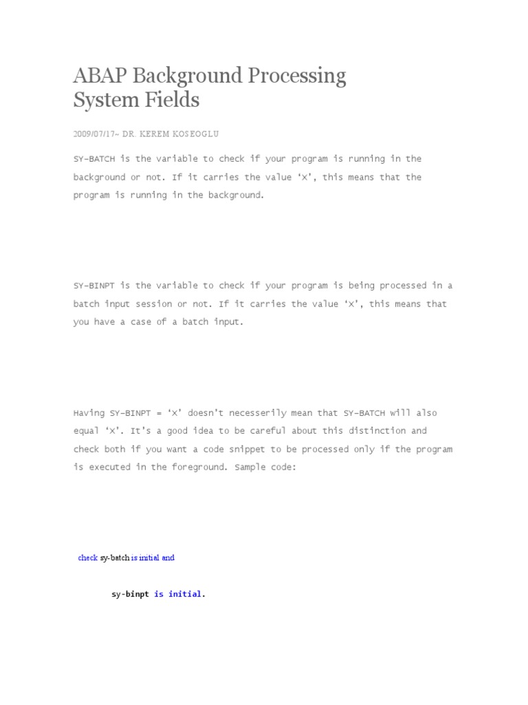 ABAP Background Processing System | PDF