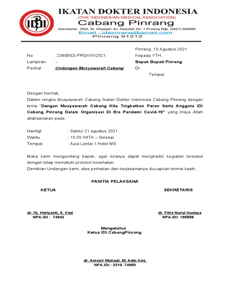Undangan Muscab IDI Cabang Pinrang | PDF