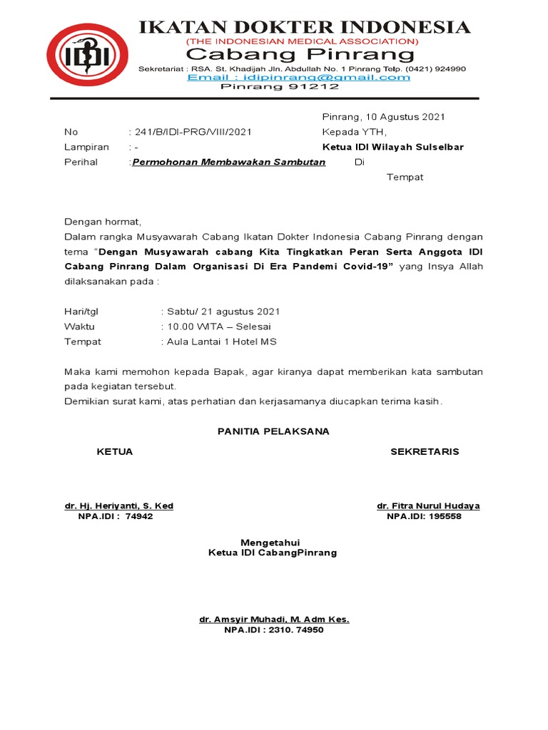 Undangan Muscab IDI WILAYAH | PDF