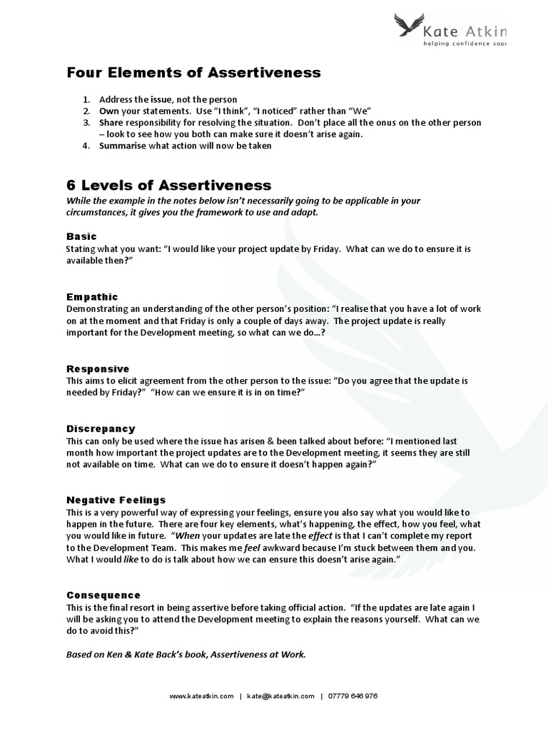 Four Elements of Assertiveness | PDF | Communication | Human Communication