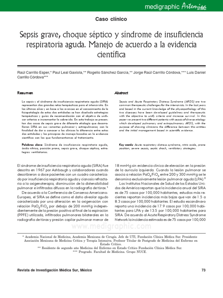 Sepsis, Choque Septico y SIRA | PDF | Septicemia | Pulmón