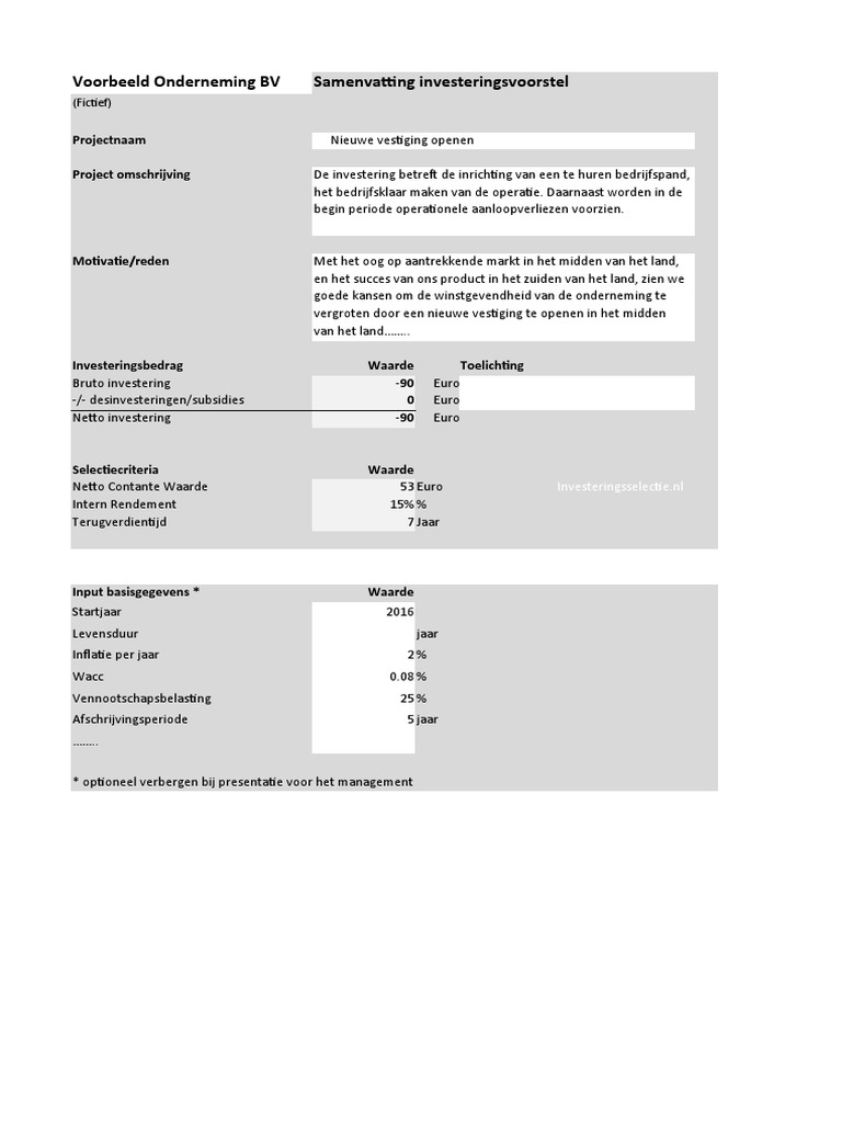 Handig Rekenmodel NCW IR TVT Voorbeeld Uitwerking 201601 | PDF