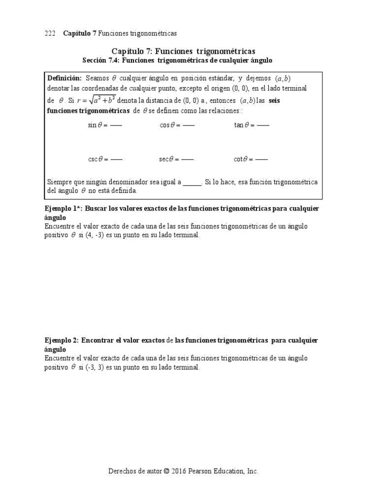 7.4 Ángulo Generalizado | PDF | Funciones trigonométricas | Trigonometría