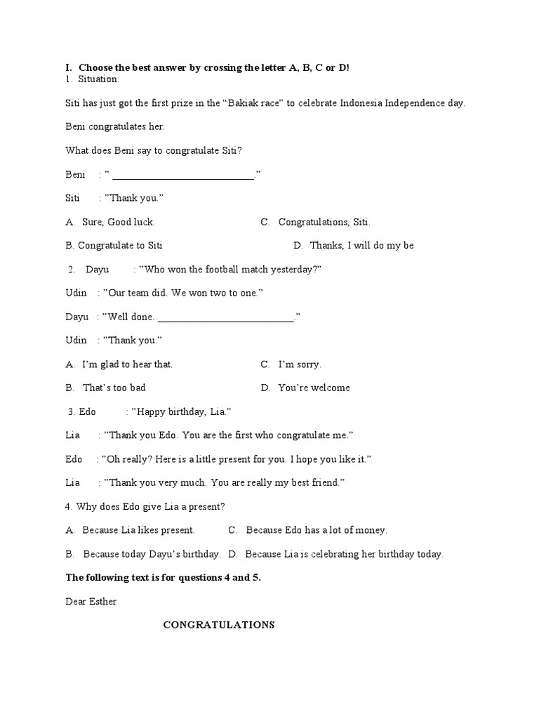 Worksheet Congratulation | PDF