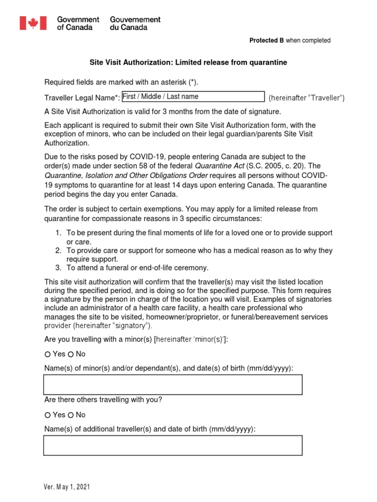 Site Visit Authorization Form en | PDF | Quarantine | Privacy