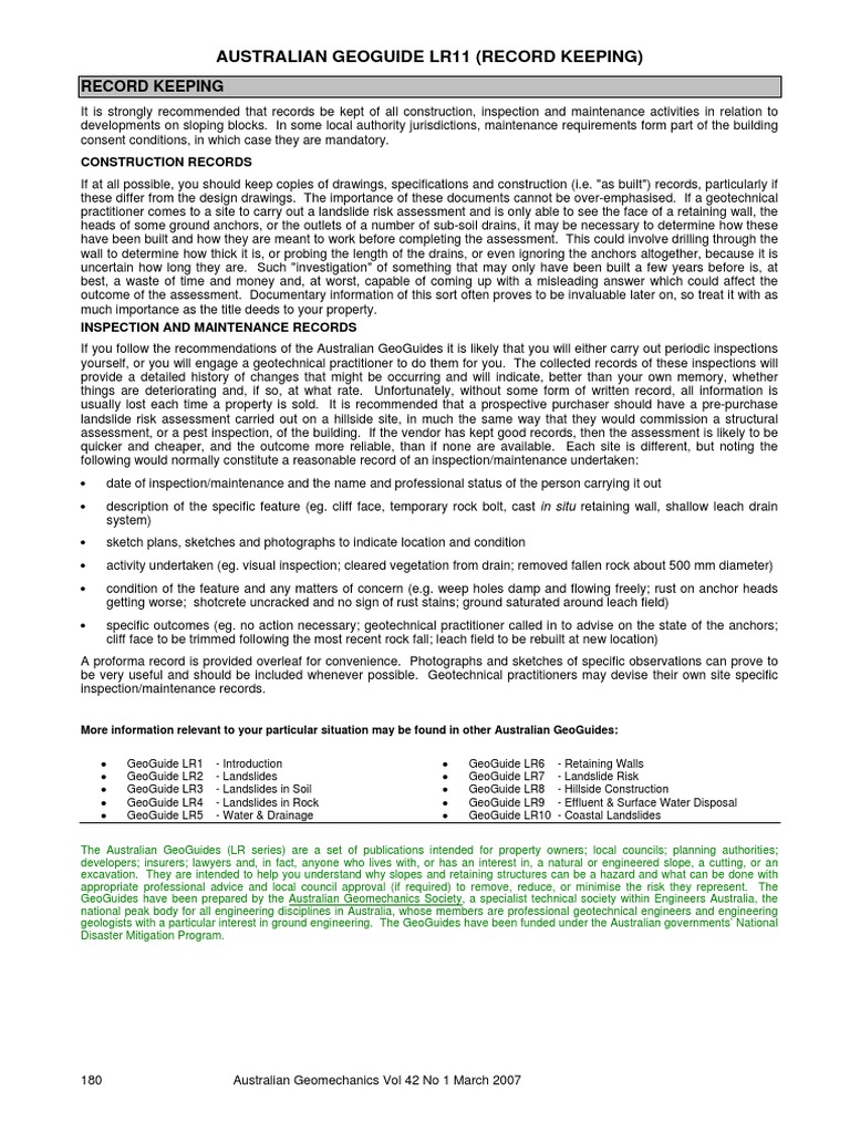 GeoGuide LR11 Record | PDF | Geotechnical Engineering | Landslide