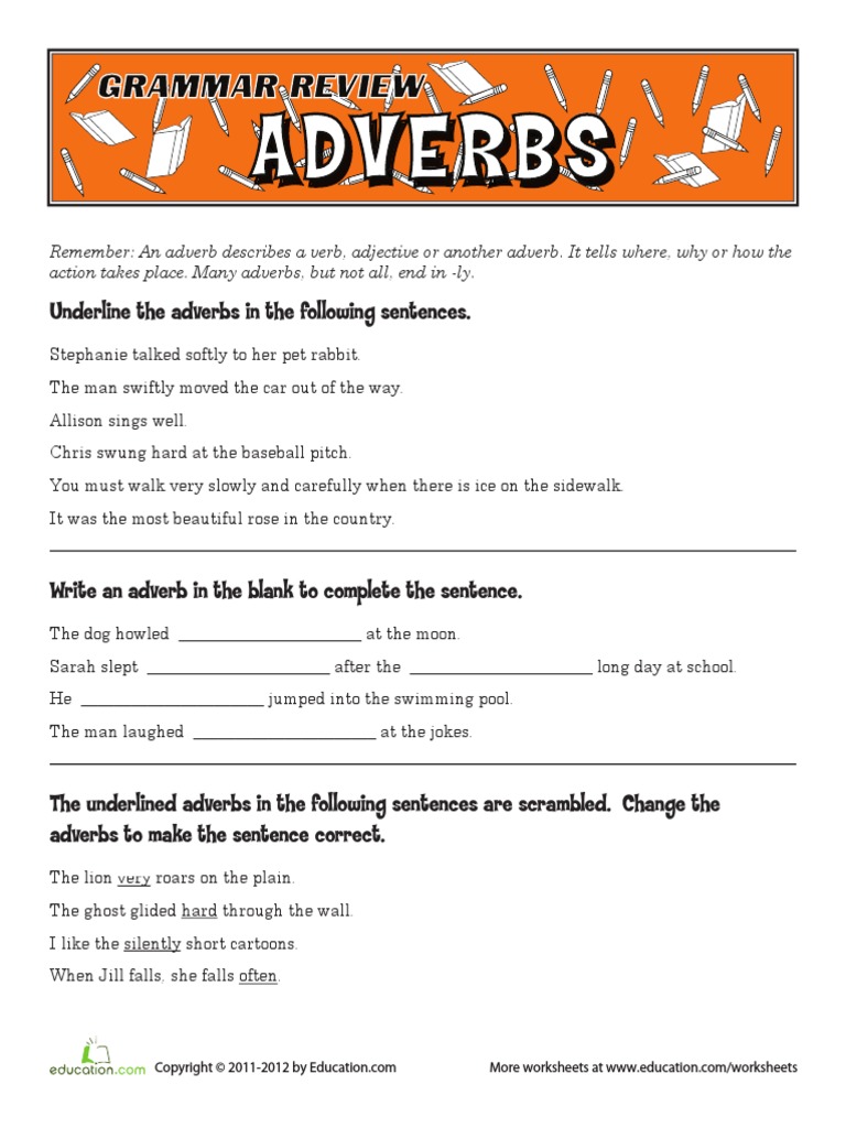 Underline The Adverbs in The Following Sentences | PDF