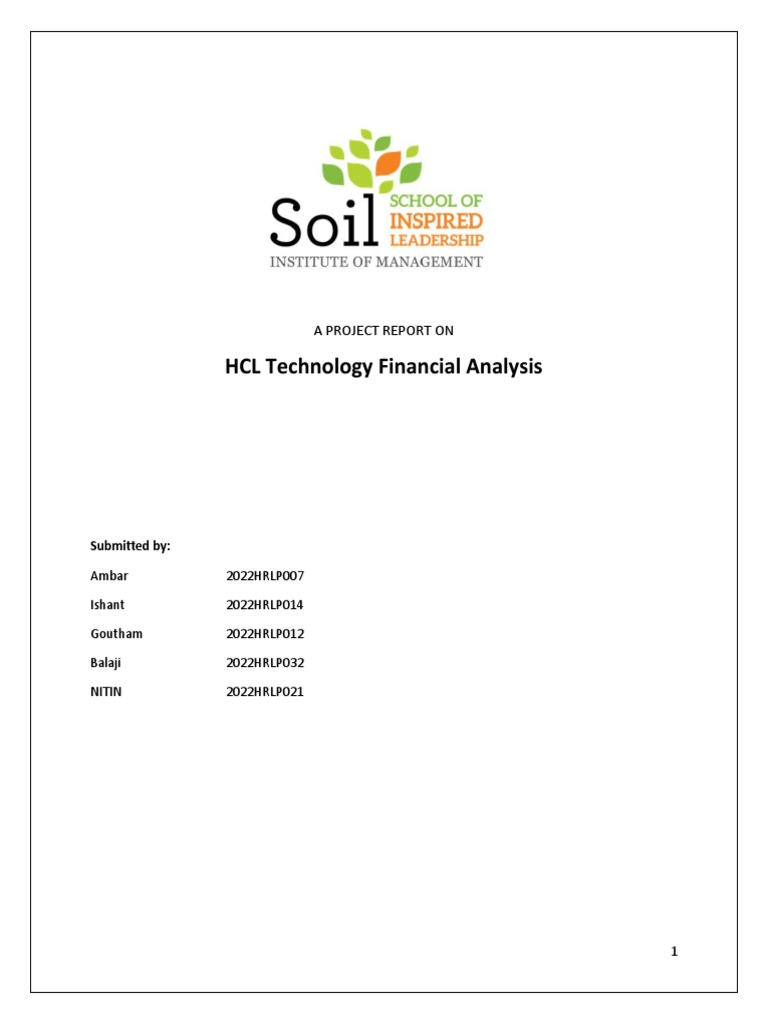 HCL Technology Financial Analysis: A Project Report On | PDF ...