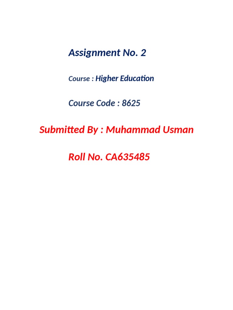 Assignment No. 2 (8625) | PDF