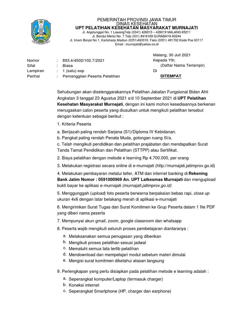 Surat Pemanggilan 20210730023249 | PDF