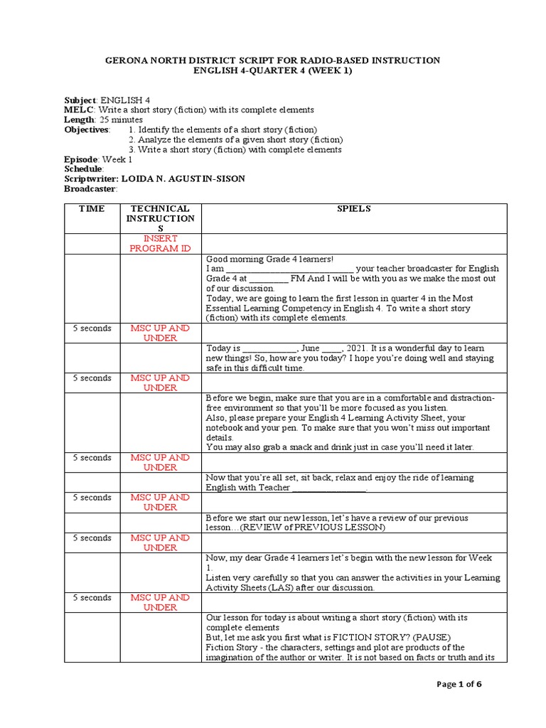 Rbi - Script - English 4 | PDF
