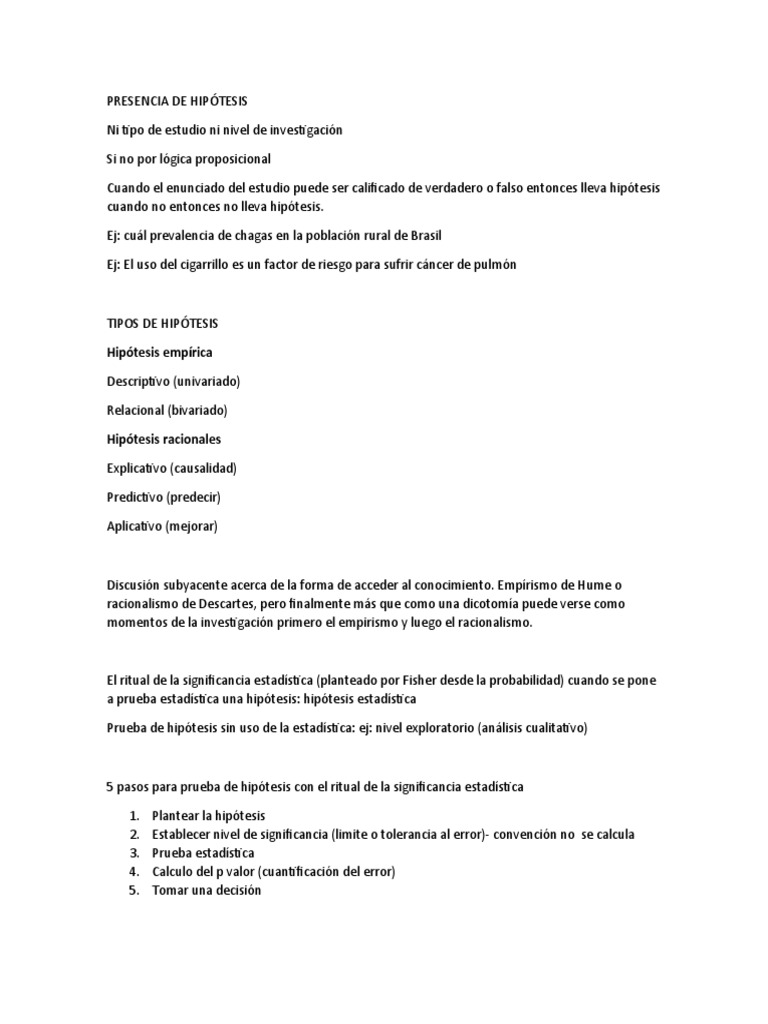 Presencia de Hipótesis Apuntes | PDF