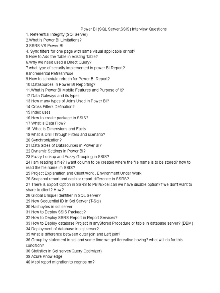 Power BI Interview Questions | PDF | Microsoft Sql Server | Sql