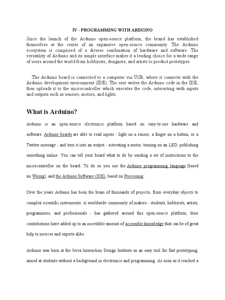 Iv Programming With Arduino Pdf Arduino Computer Engineering 