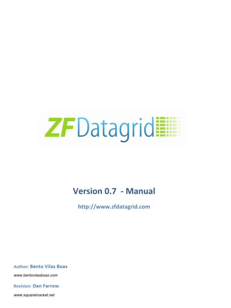 ZFDatagrid 0.7 - Manual | PDF | Parameter (Computer Programming) | Method (Computer Programming)