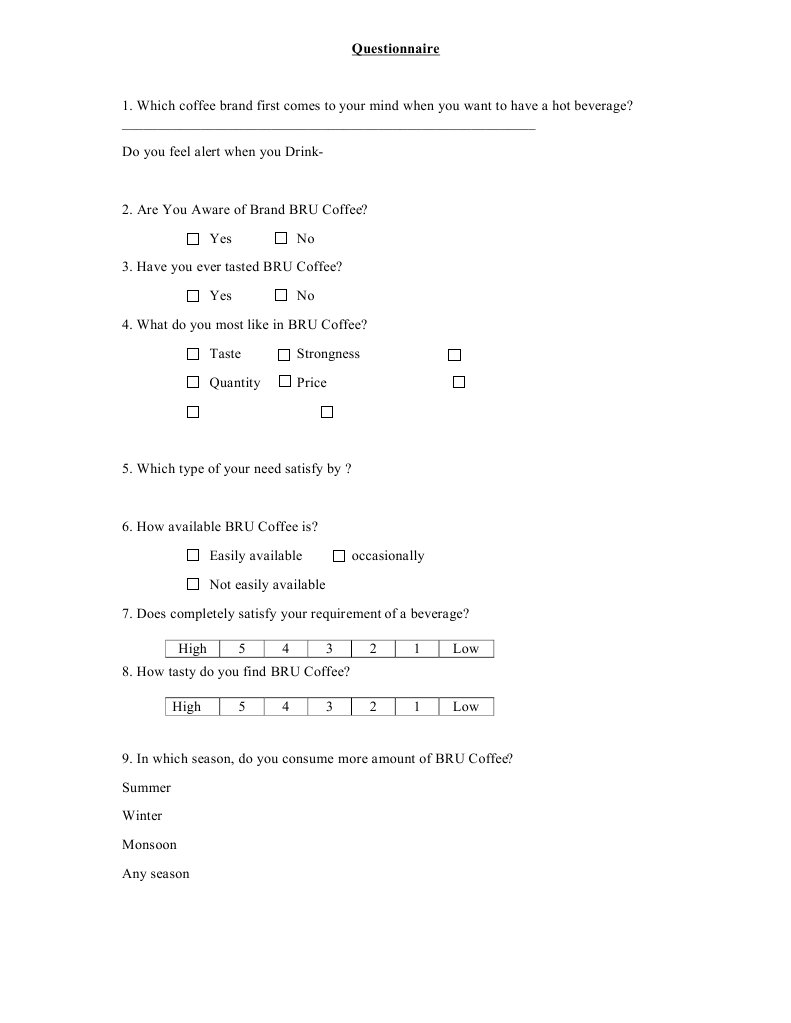 Bru Questionnaire | PDF