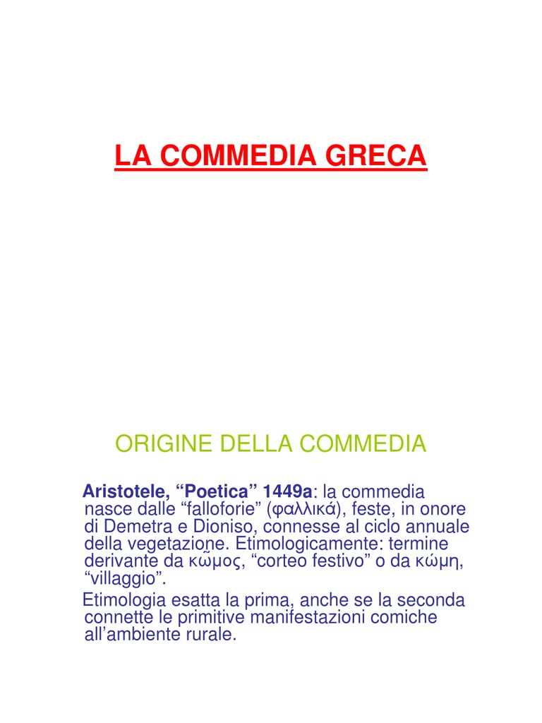 La Commedia Greca | PDF