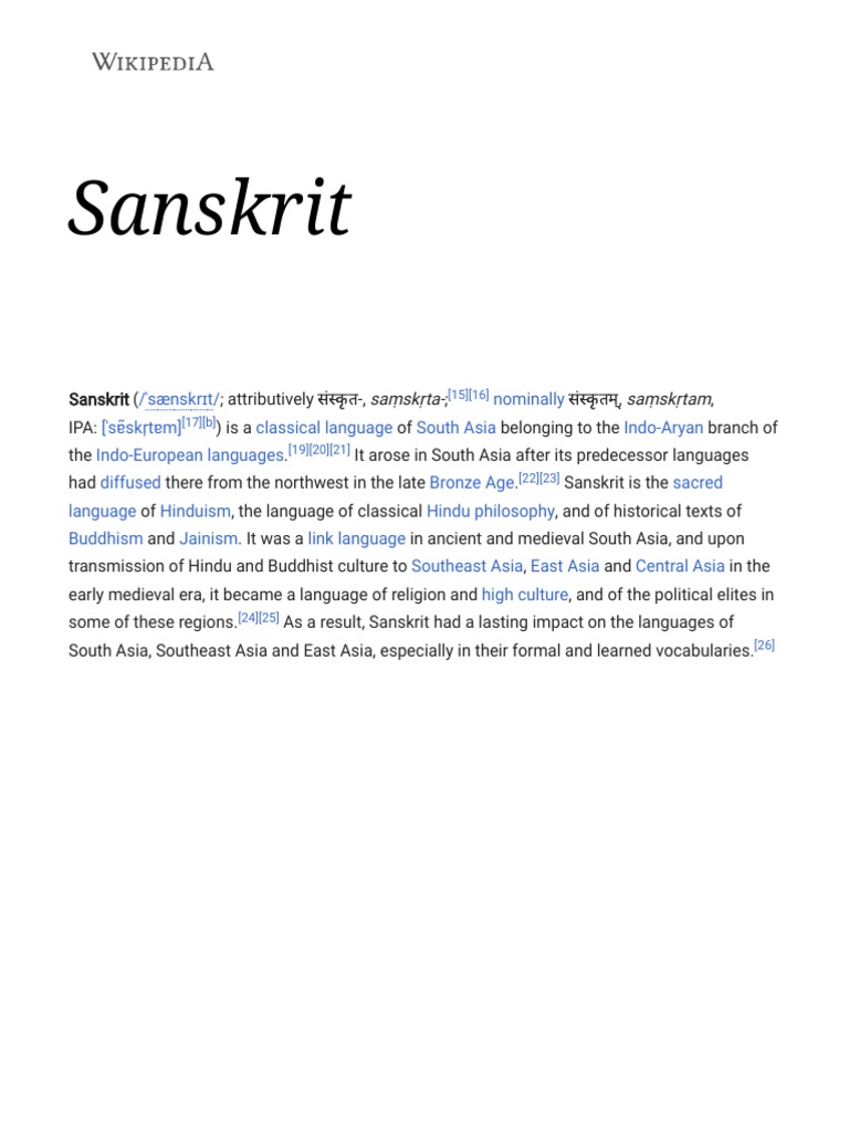 Sanskrit - Wikipedia | PDF | Sanskrit | Human Communication