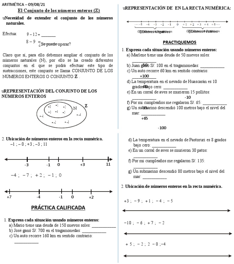 Números Enteros para Quinto Grado | PDF | Entero | Álgebra abstracta