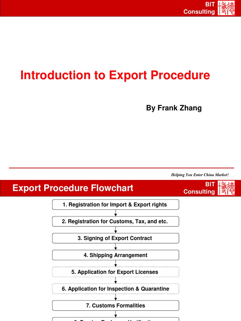 Introduction To Export Procedure: by Frank Zhang | PDF | Finance ...
