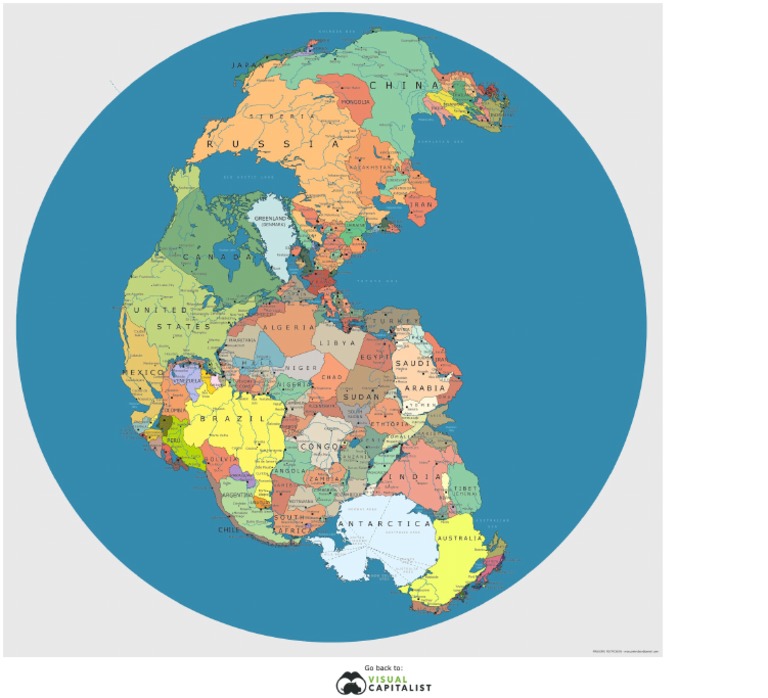 Incredible Map of Pangea With Modern Day Borders | PDF Incredible Map of Pangea With Modern Day Borders | PDF