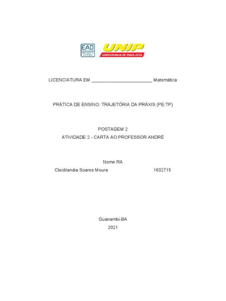 Carta de Apoio ao Professor André | PDF | Bem-estar