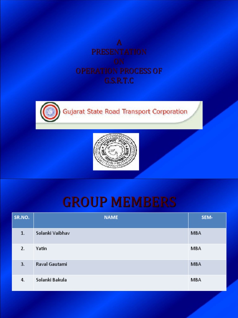 A Presentation ON Operation Process of G.S.R.T.C | PDF | Data | Data ...