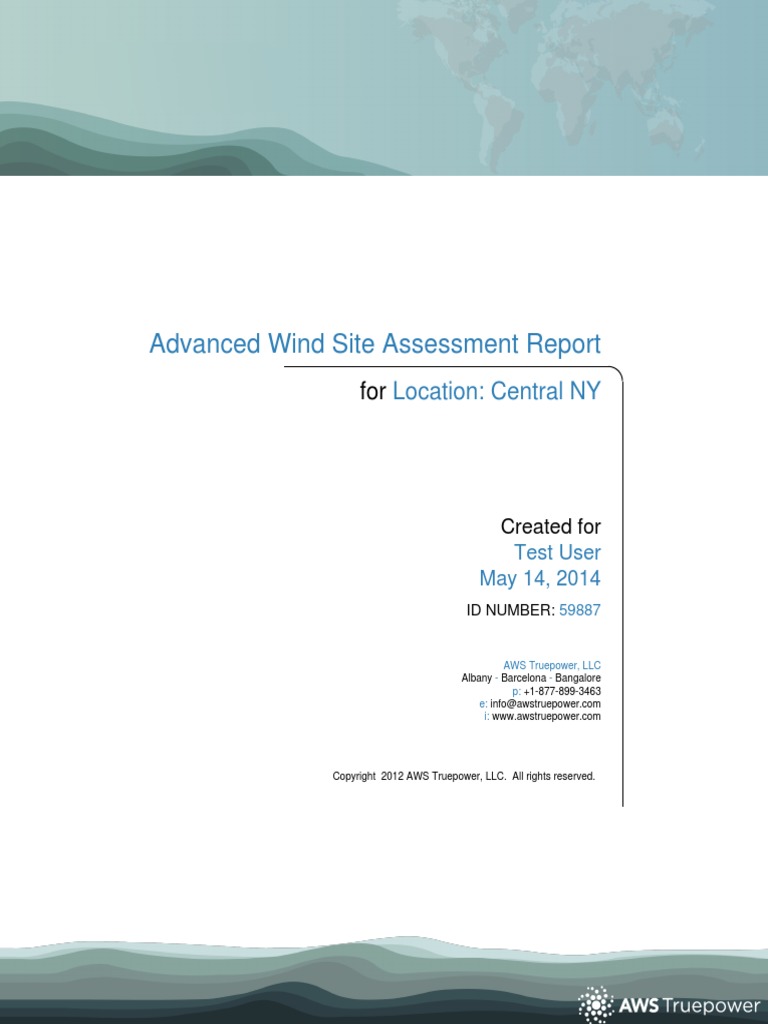Advanced Wind Site Assessment Report: Location: Central NY | PDF ...