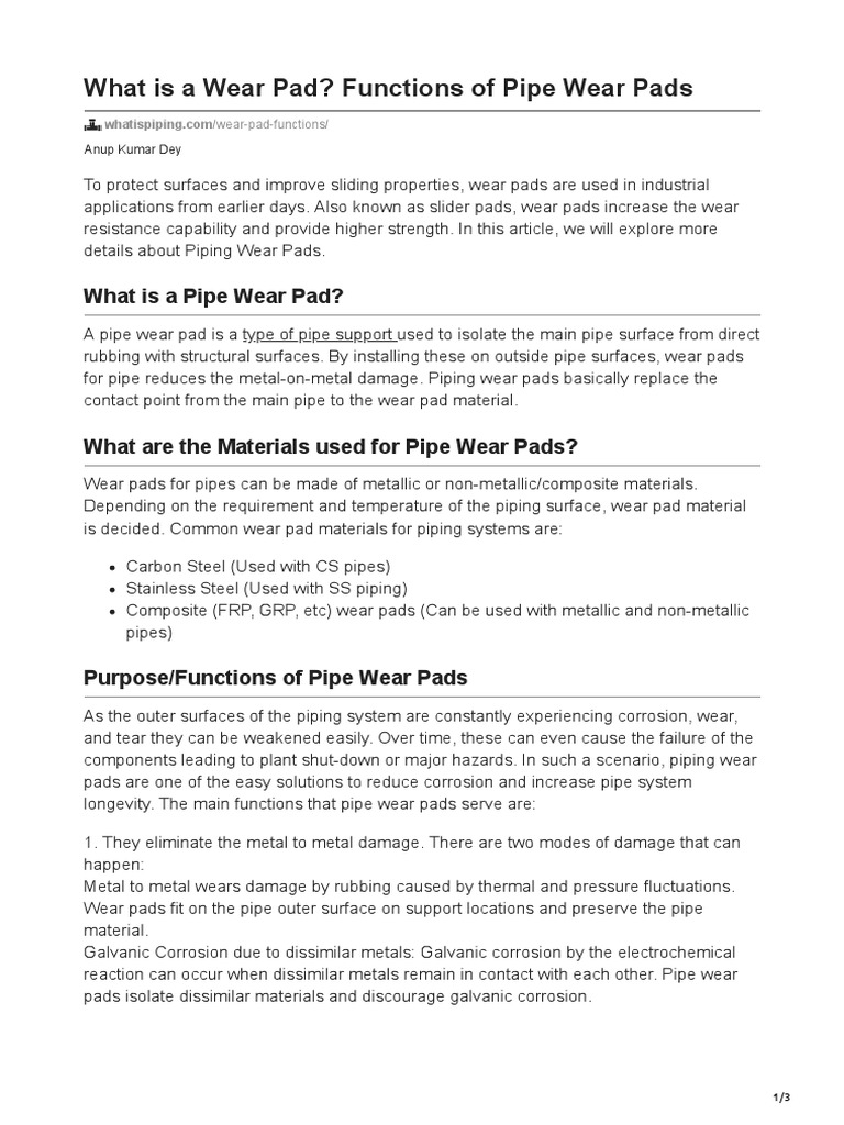 What Is A Wear Pad Functions of Pipe Wear Pads | PDF | Wear | Corrosion