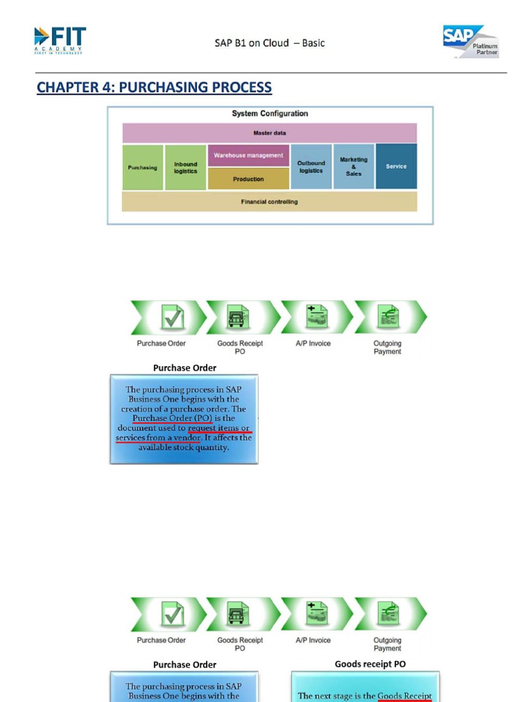SAP Chapter 4 - Purchasing Process | PDF | Receipt | Invoice