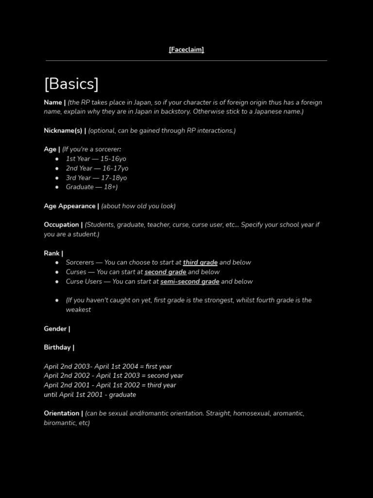 Jujutsu Kaisen - Template | PDF