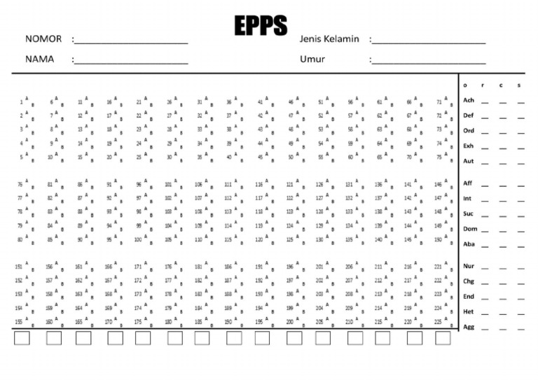 Lembar Jawaban EPPS | PDF
