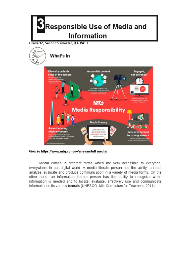 Responsible Use of Media and Information: What's in | PDF | Mass Media ...