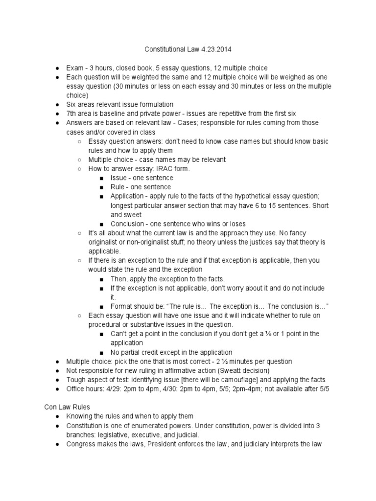 Constitutional Law Final Exam Review | PDF | Fundamental Rights ...