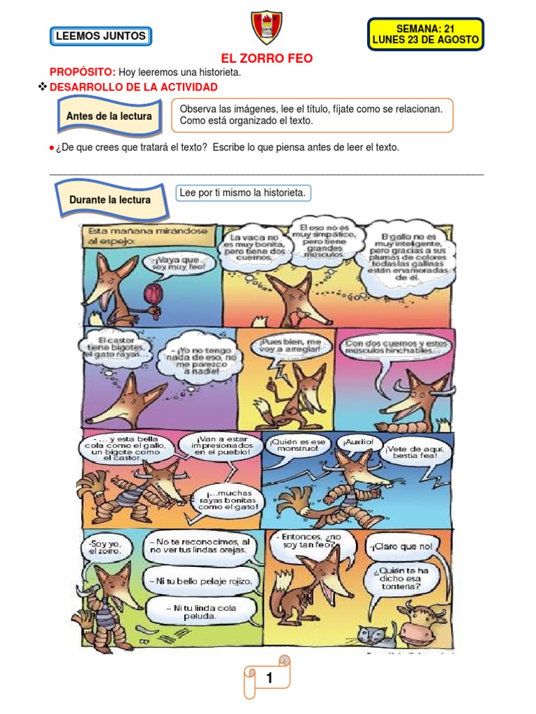 La historieta del zorro feo | PDF | Artes del Lenguaje y Comunicación ...