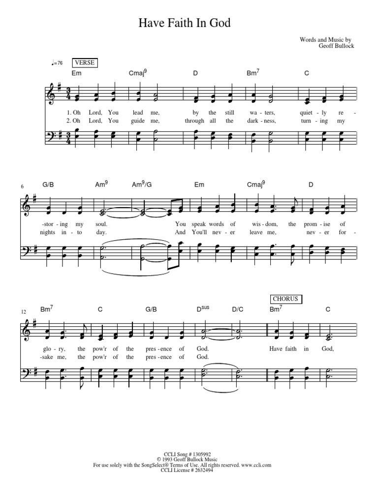 Have Faith in God - New (Bullock, Choir-Guitar, Em-G | PDF