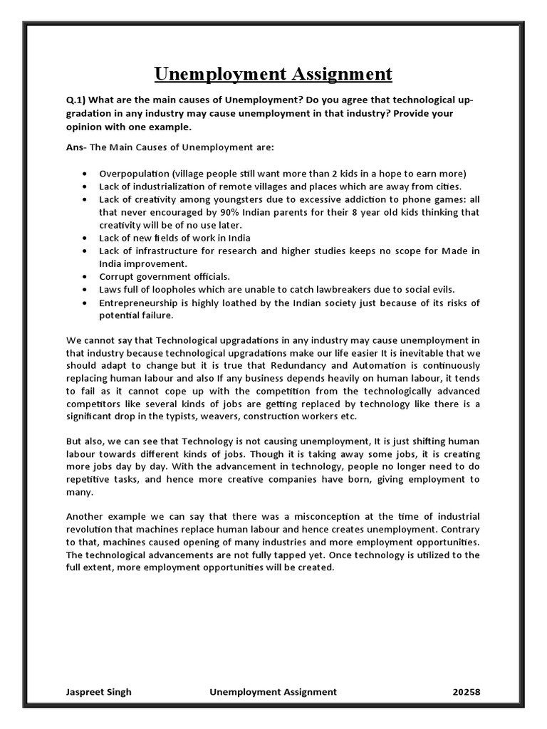 Unemployment Assignment | PDF | Unemployment | Social Science