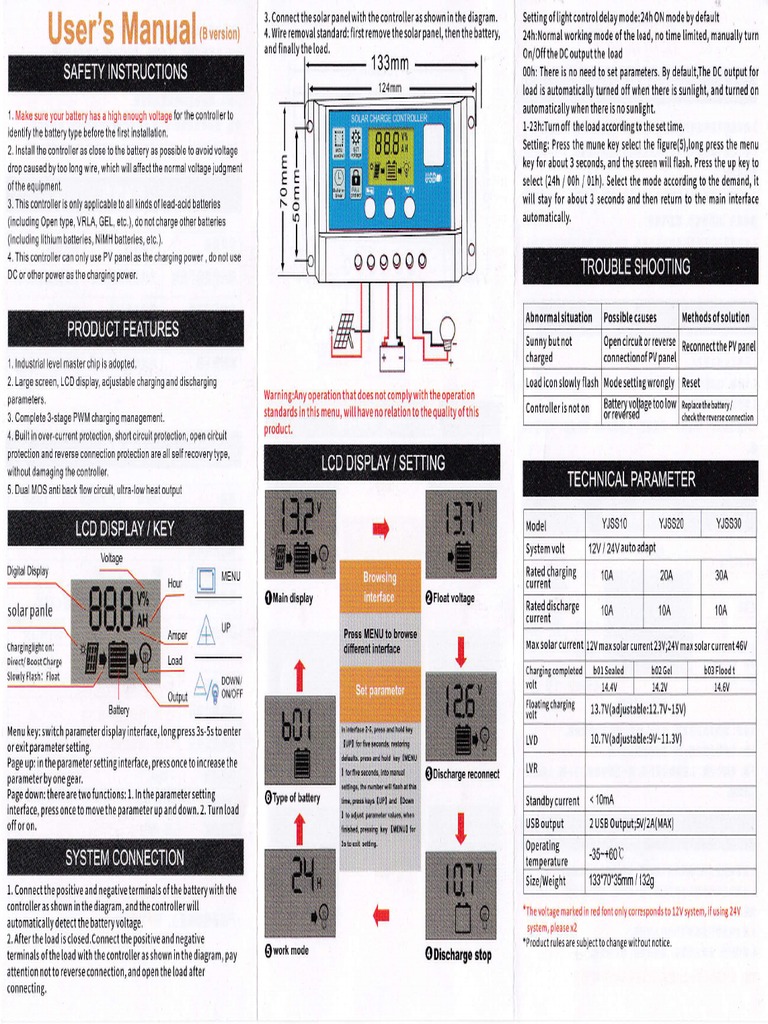 Solar Charge Controller Manual | PDF | Energy Storage | Electricity