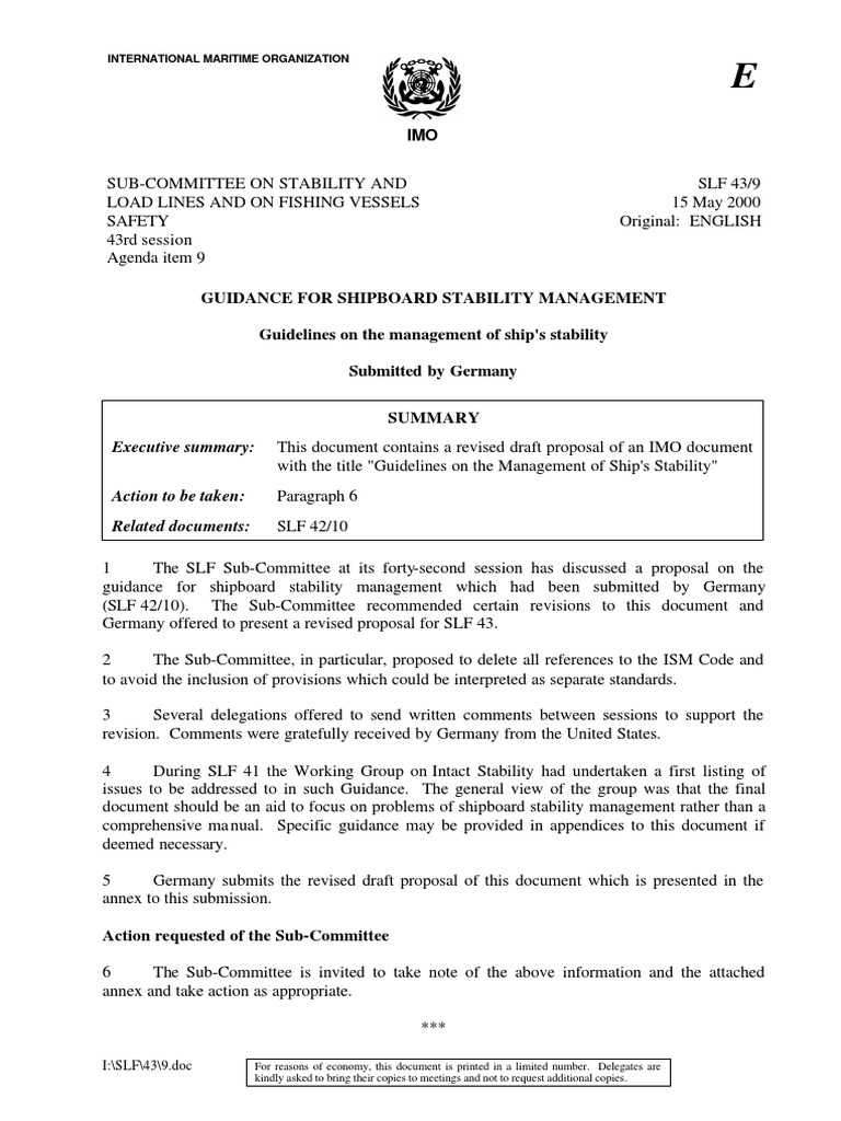 Guidance For Shipboard Stability Management | PDF | Ships | Oil Tanker