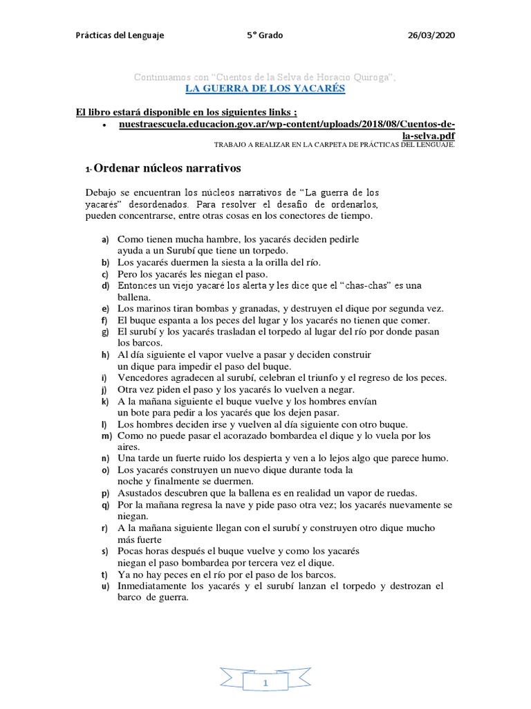 Actividades de Lenguaje: Yacarés en 5° Grado | PDF | Barcos