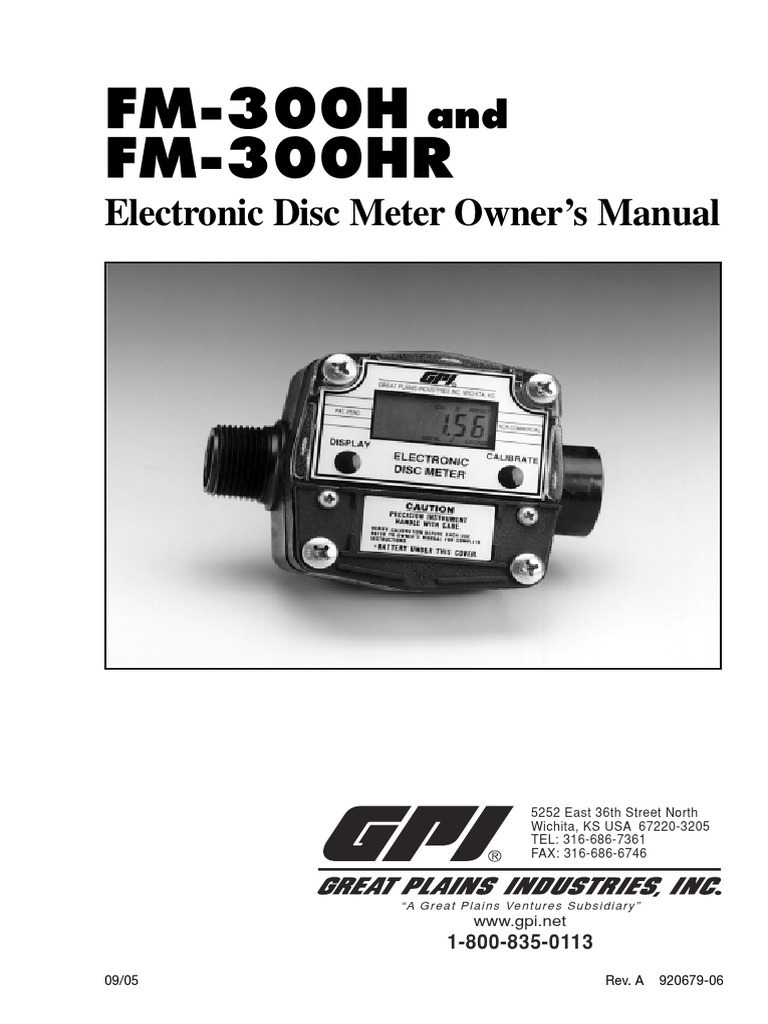 FM-300H FM-300HR: Electronic Disc Meter Owner's Manual | PDF ...