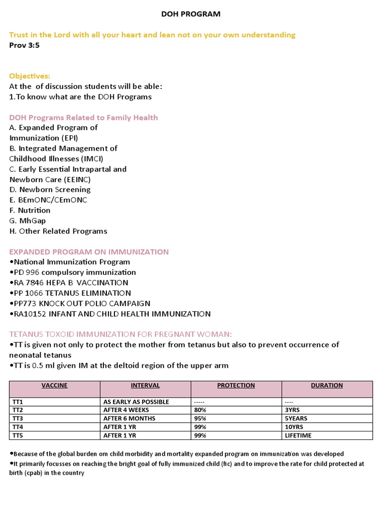 Doh Program | PDF | Biotechnology | Diseases And Disorders